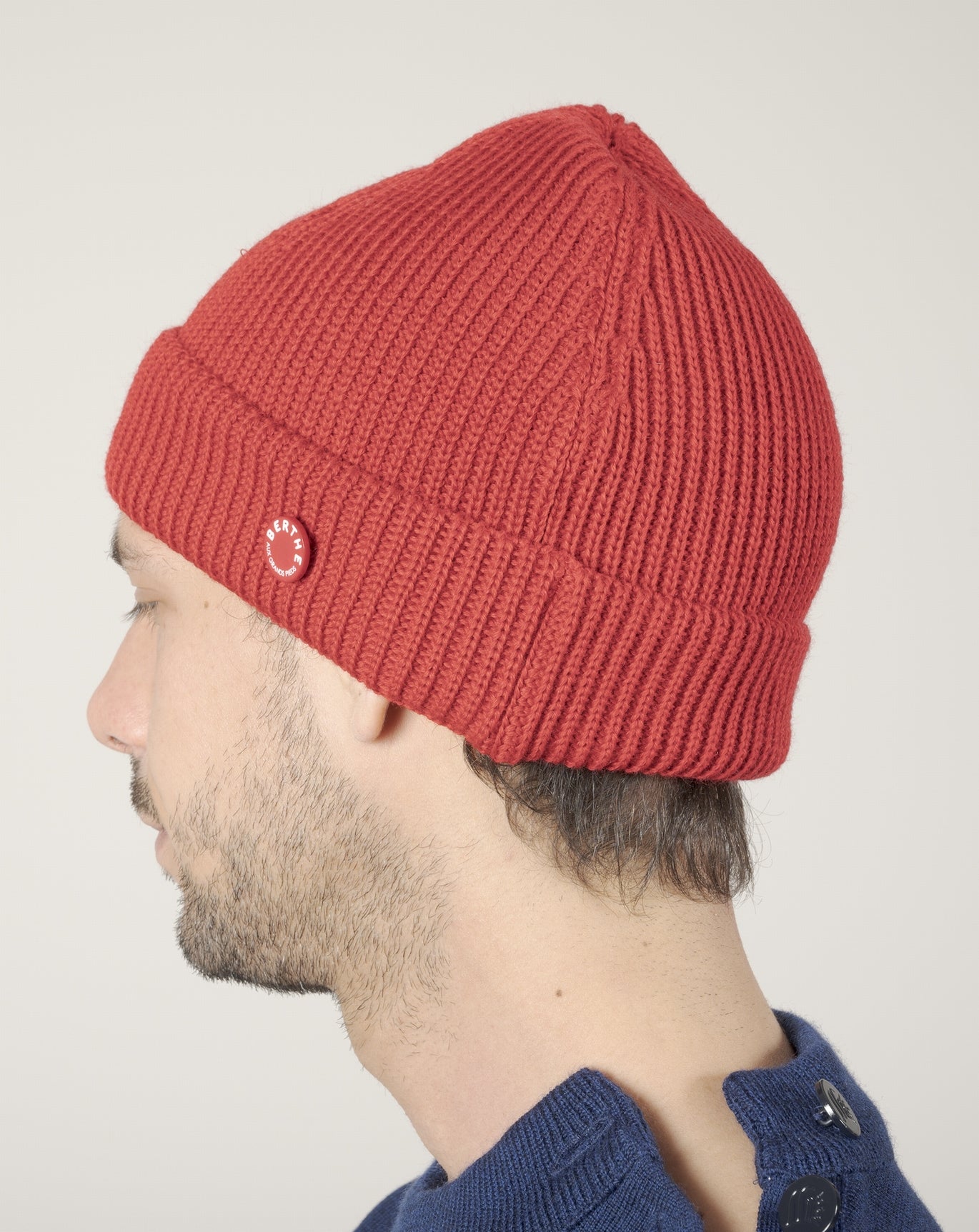 Red mixed hat in pure merino wool